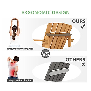 Outdoor Wooden Adirondack Chair with Pre-Assembled BackRest & SeatBoard, Patio Chair for Garden Backyard Lawn Deck Pool Beach Firepit