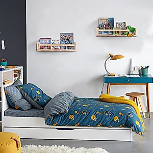 Wooden Floating Bookshelf, Wall Shelving, 2 PCS (Pine), Suitable for Children's Bedroom Bookshelf, Kitchen Spice Rack, Bathroom Decorative Wall Shelving.