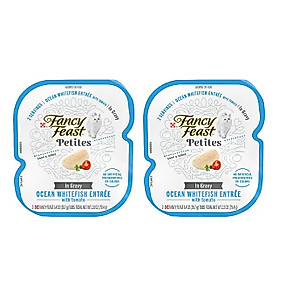 Fancy Feast Gourmet Petites in Gravy Wet Cat Food Variety 5 Flavor Pack / 20 Servings / Beef, Chicken, Ocean Whitefish & Tuna, Salmon and Turkey with Healthier Paw Sticker!!