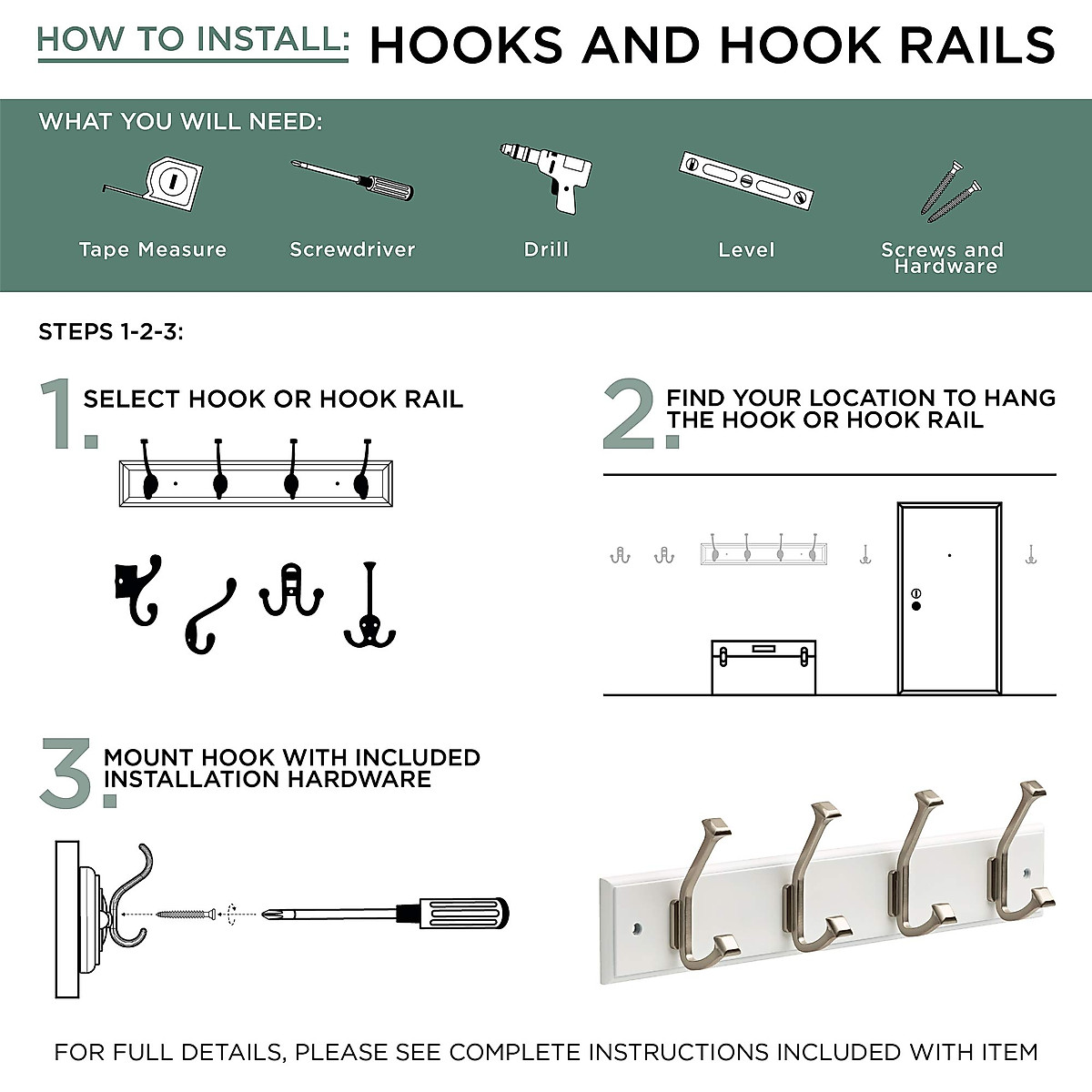 Liberty BBF430Z-SN-U Single Over-the-Door Hook, Satin Nickel