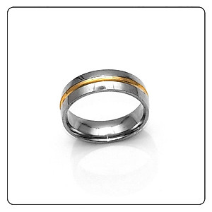 Fusamk Fashion White Gold Stainless Steel Crystal Band Ring(Steel(7))