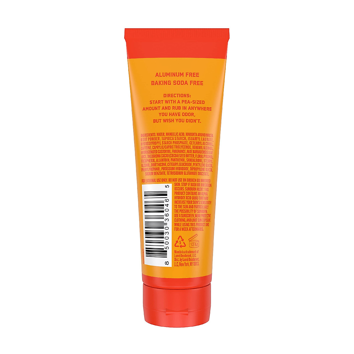 Mando Whole Body Deodorant For Men - Invisible Cream - 72 Hour Odor Control - Aluminum Free, Baking Soda Free, Skin Safe - 3 Ounce Tube (Bourbon Leather)