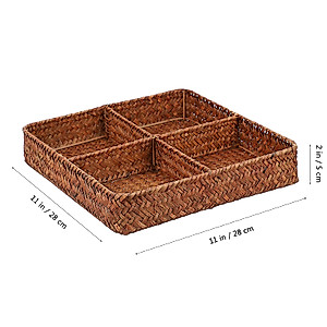 Cabilock 1pc Coffee Table Storage Basket Desktop Storage Basket Practical Storage Basket Compartment Storage Basket Storage Woven Basket Tea Table Storage Basket Storage Organizing Basket
