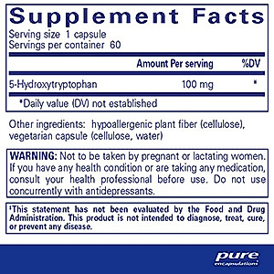 Pure Encapsulations 5-HTP 100 mg | 5-Hydroxytryptophan Supplement for Brain, Sleep, Eating Behavior, and Serotonin Support* | 60 Capsules