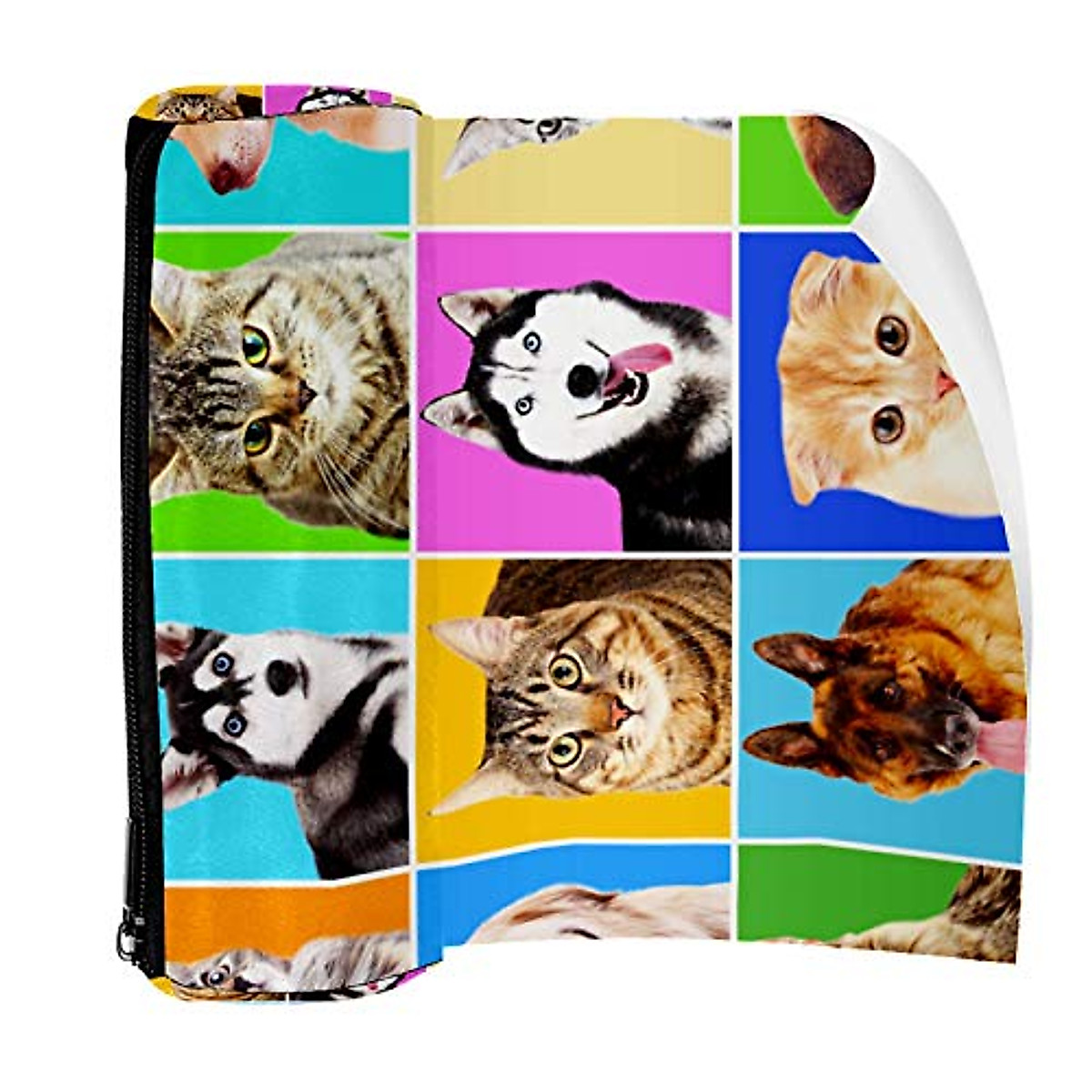 Dogs and Cats Portraits Pencil Bag Pen Case Stationary Case Pencil Pouch Desk Organizer Makeup Cosmetic Bag for School Office
