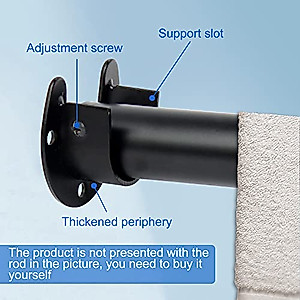 Closet Rod Bracket Stainless Steel Socket Flange Holder Heavy Duty Screw Pole Curtain Rod Shower Rod Support Black 2pcs