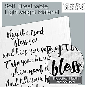 Ocean Drop Designs Muslin Swaddle Blankets - Baby Gifts for Boys & Girls - Gender Neutral Christian Newborn Gifts