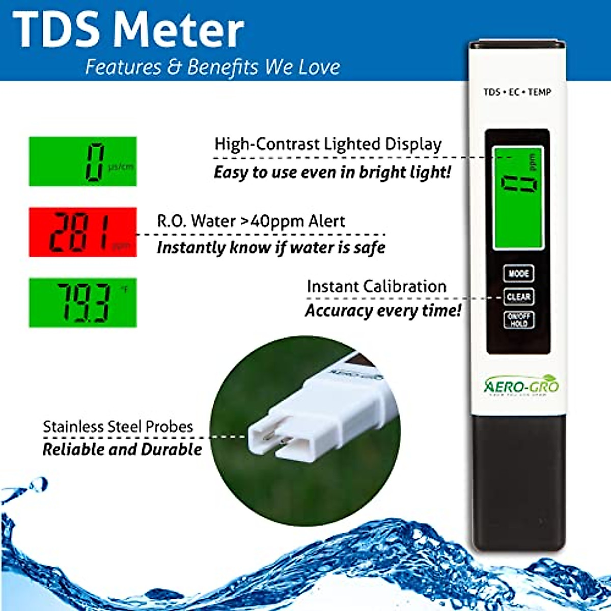 AERO-GRO Digital 4-in-1 Water Quality Testing Kit - High Accuracy ...