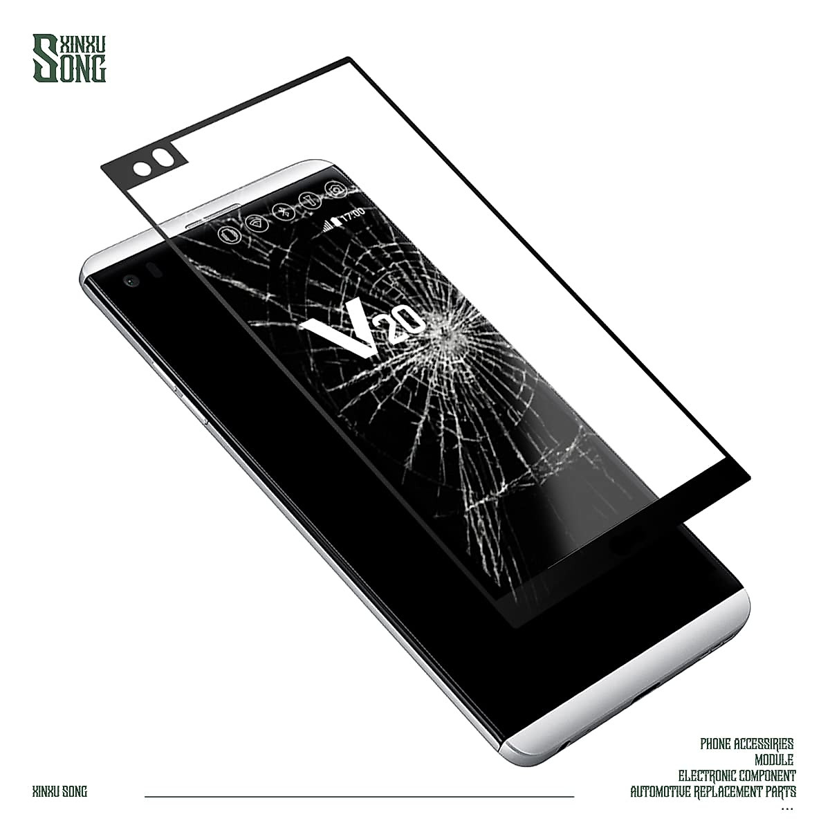 XINXUSONG 3 Pack Screen Protector for L G V20 H918 H915 LS997 US996 VS995 H990 H910 H990DS,Anti-Scratch 9H Hardness Full Coverage Silk Print Black Tempered glass Protective Film.