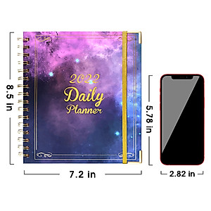 2022-2023 Hardcover Daily Planner Yearly Monthly Agenda Planner Strong Twin-Wire Binding Weekly Organizer for College Students Women Men to Do List Cute Organizer Planner, Purple Small
