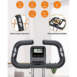 YOSUDA Exercise Bike, Folding Exercise Bike for Seniors 330LB/270LB Capacity, Magnetic X-Bike with 16-Level Resistance, Back Support Cushion for Home Gym Workout