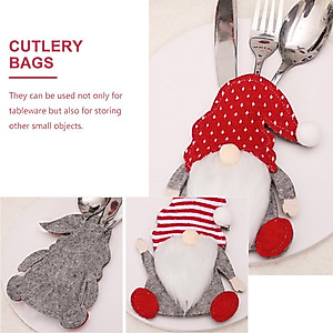 Luxshiny 12pcs Christmas Tableware Bags Gnome Cutlery Bags Xmas Cutlery Pouch Cover Holiday Table Flatware Pouches for Chopsticks Spoon Fork Christmas Table Decorations