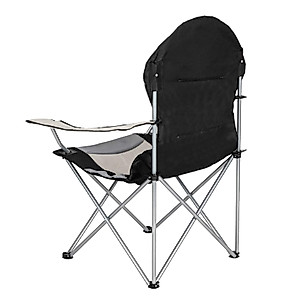 Vasitelan Outdoor Camping Chair with Back Support, Padded Lawn Chairs Folding Arm Chair with Bag, Cup Holder