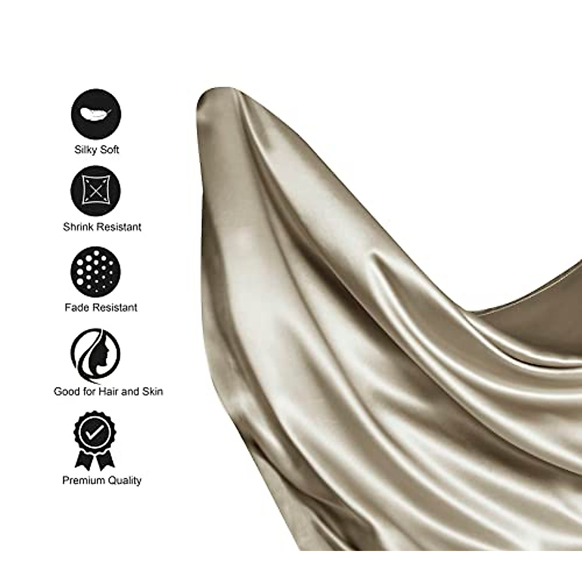 Lanest Housing Silk Satin Sheets, 4-Piece Queen Size Satin Bed Sheet Set with Deep Pockets, Cooling Soft and Hypoallergenic Satin Sheets Queen - Taupe