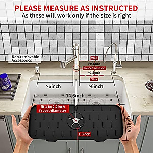 Kitchen Sink Splash Guard, Silicone Faucet Mat Sink Water Splash Guard, Faucet Splash Catcher, Silicone Deflector Under The Faucet, Keep Kitchen, Bathroom Sinks Dry (Black)