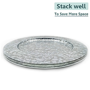 KX-WARE Silver Galvanized Steel Charger Plate, 13-inch Classic Charger Plates Dinnerware Dishes, Set of 6