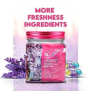 3-in-1 Laundry Pods with Softener & Scent Booster, Total 64 Count Pods, High Efficiency (HE), Powerful Stain Lifter Technology, Fabric Softener with Lavender Extracts, 32 Count/Each (Pack of 2)