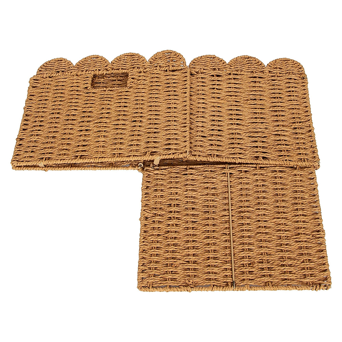 Paper rope Storage Baskets，Wicker Baskets,Folding 2 Packs Handmade Woven baskets, paper rope Basket For Shelf,Seagrass Baskets,Shelf Baskets For Storage Toys Books And Clothes.