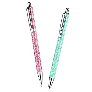 2 Pieces Weeding Pen Vinyl Pen Pin Weeding Tool Fine Point Weeding Tool Glitter Metal Vinyl Air Release or Car Puncturing Installation Retractable Craft Vinyl Tool for DIY (Green, Pink)