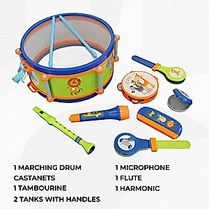 LITTLE FUN TIMES Musical Instruments for Toddlers 1-3 to Develop fine Motor Skills, Toddler Toys Musical Instruments for Kids 9 pcs Baby Instruments Preschool Educational Early Learning and Fun
