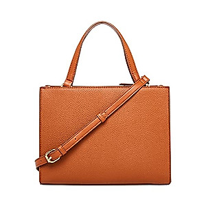 Anne Klein sq. Satchel w/Pouch & Detachable Strap, Saddle/Saddle/Cream-Brown