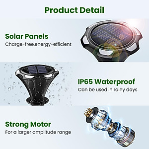 Lookatool Solar Mole Repellent Ultrasonic, Gopher Repeller with LED Night Light, Vole Deterrent Outdoor Waterproof, Snake Chipmunk Sonic Spike Stakes in Yard, Lawn, Garden, 4 Pack, Black