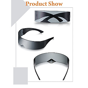 Honoson 6 Pieces 80s Futuristic Cyclops Visor Sunglasses with Semi Translucent Back to Future Inspired Costume Futuristic Wrap Visor Sun Glasses for Men Women Cyclops Futuristic Style