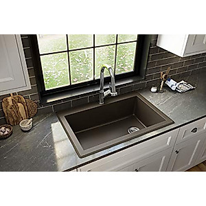 Karran QT-670 Drop-In Quartz Composite 33 in. 1-Hole Single Bowl Kitchen Sink in Brown