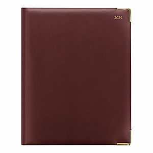 Letts of London Classic Weekly Planner, 12 Months, January to December, 2024, Appointments, Gold Corners, Quarto Size, 10.25" x 8.25", Burgundy (C32YBY-24)