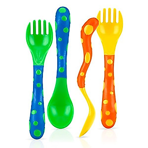 Nuby Spoons and Forks , Colors May Vary, 4 Count