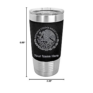 LaserGram 20oz Vacuum Insulated Tumbler Mug, Flag of Mexico, Personalized Engraving Included (Faux Leather, Black)