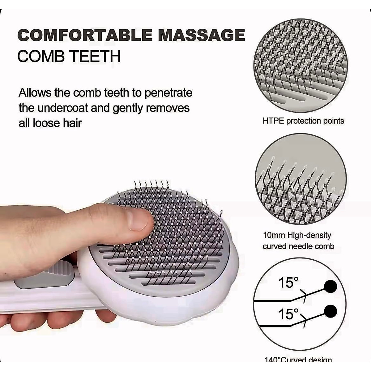 Miss pary Cat Brush Dog Brush, Designed To Remove Loose Fur, Tangles, Mats With Convenient Release Button Feature, Easly Removal Of Trapped Hair From Brush, Indoor Cats Dog Hair Grooming Tool, White