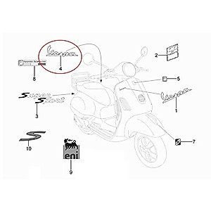 Piaggio Vespa Vespa Badge Emblem Side Panel Chrome for Lx Lxv S Gt Gts Gtv Sprint Primavera 50 125 150 200 250 300 Super Side Cowl 6 inch - 656220 57357R, 620529, 673315, 673838