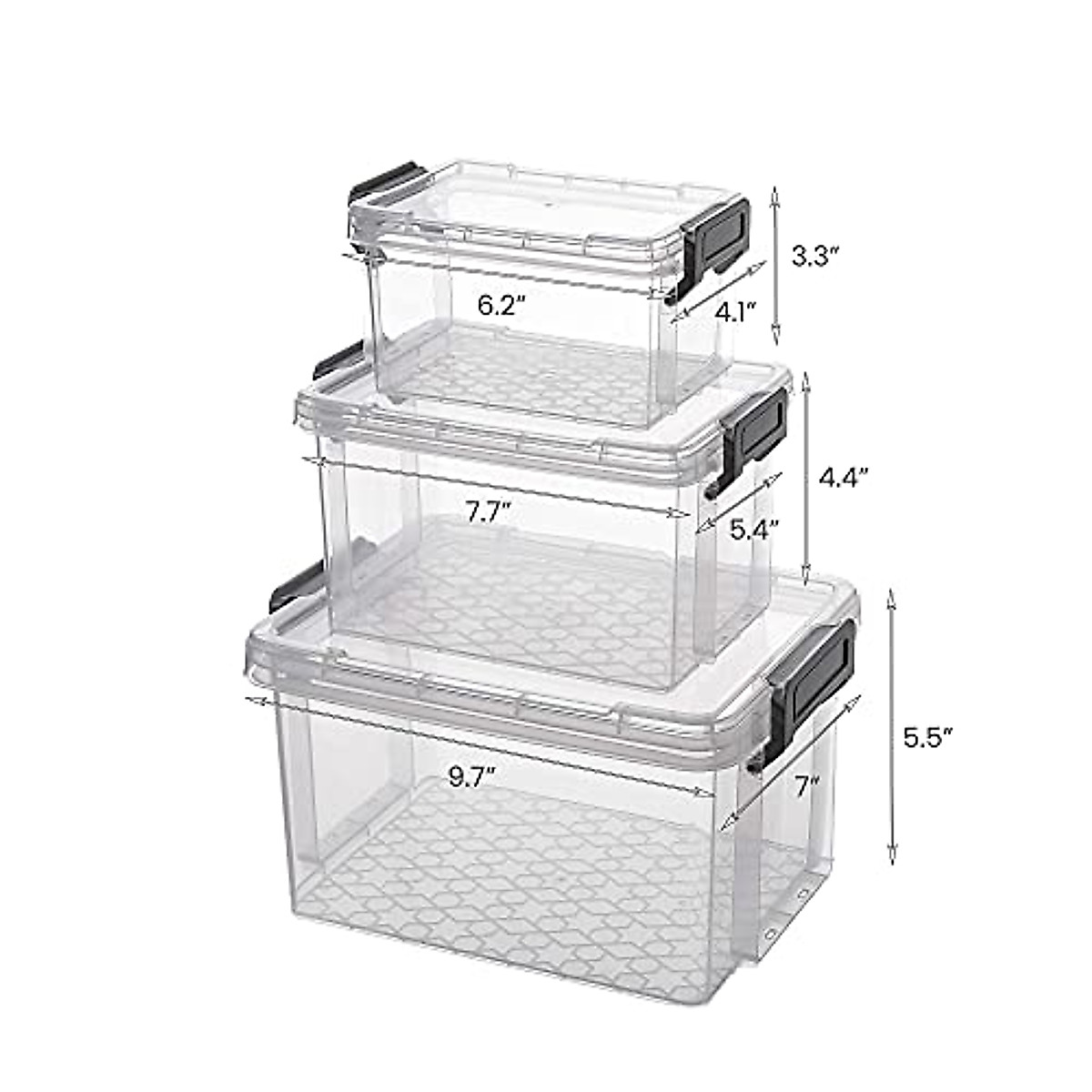 Storage Organizer Set of 1 QT, 2.5 QT and 4 QT Storage Containers with Lid, Set of 9, Clear
