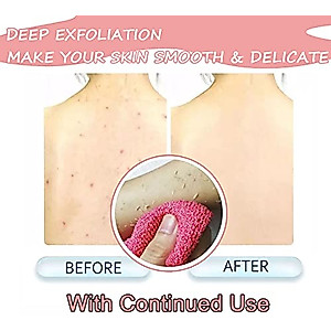 4 Pack Exfoliating Back Scrubber with Handles, Nylon Extended Length Bath Towel Shower Back Washer Exfoliating Washcloth Rear Scrub Stretchable for Body Shower Deep Cleaning Massages