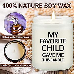 Volufia My Favorite Child Gave Me This Candle - Mom Birthday Gifts from Daughter, Son, Kids - Mother's Day, Father's Day, Christmas Gifts Idea for Dad, Parents, Grandma - Lavender Scented Candles