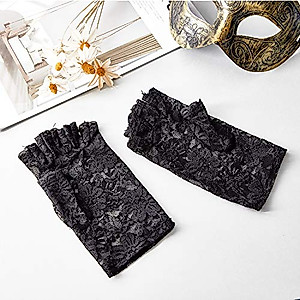 SATINIOR 3 Pairs Women Gothic Gloves Black Lace Fingerless Gloves Bridal Wedding Gloves Tea Party Decor Costume Accessories