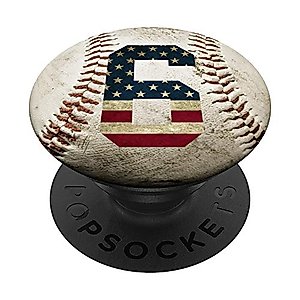 Baseball number 6 with American USA flag phone stand PopSockets PopGrip: Swappable Grip for Phones & Tablets