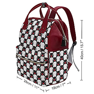 Penguin Pattern Diaper Bag Backpack Large Capacity Mommy Bags Multifunction Nappy Bag Travel Back Pack Red-Style