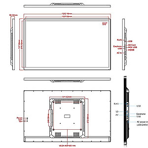 Wisepoch 55 inch Android Touch Screen All-in-one PC with 1920x1080 HDMI WiFi Bluetooth LAN for Learning Working Gaming Advertising
