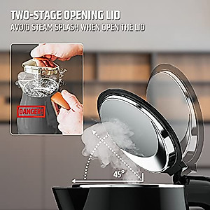 Razorri Electric Kettle 1-Click Control LED Digital Display, 1.7 Liter BPA-Free, Stainless Steel Double Insulated Wall, Boil Dry Protection, Keeps Warm for Tea Coffee, Cool to Touch, Cordless, Black