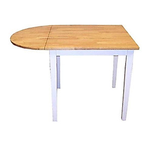 Target Marketing Systems Tiffany Two-Toned Single Drop Leaf Dining Table for Small Spaces, and Apartments, Made of Solid Rubberwood, Expands from 30" to 43", Pure White/Natural