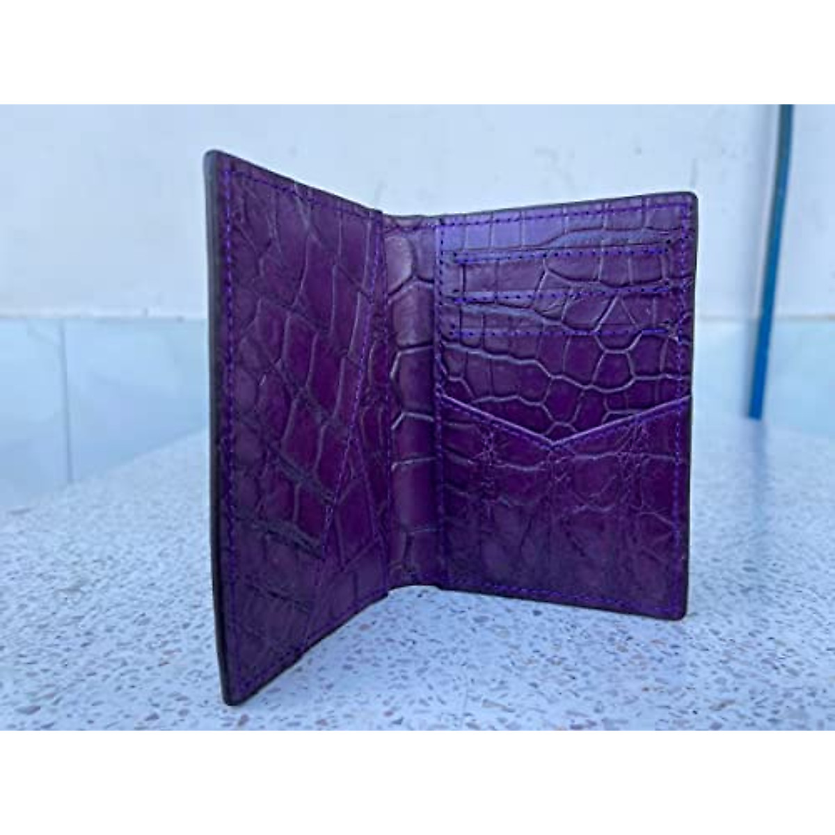 Double side Purple Crocodile Alligator leather skin Credit Cardholder, leather credit cardcase, leather creditcard cover
