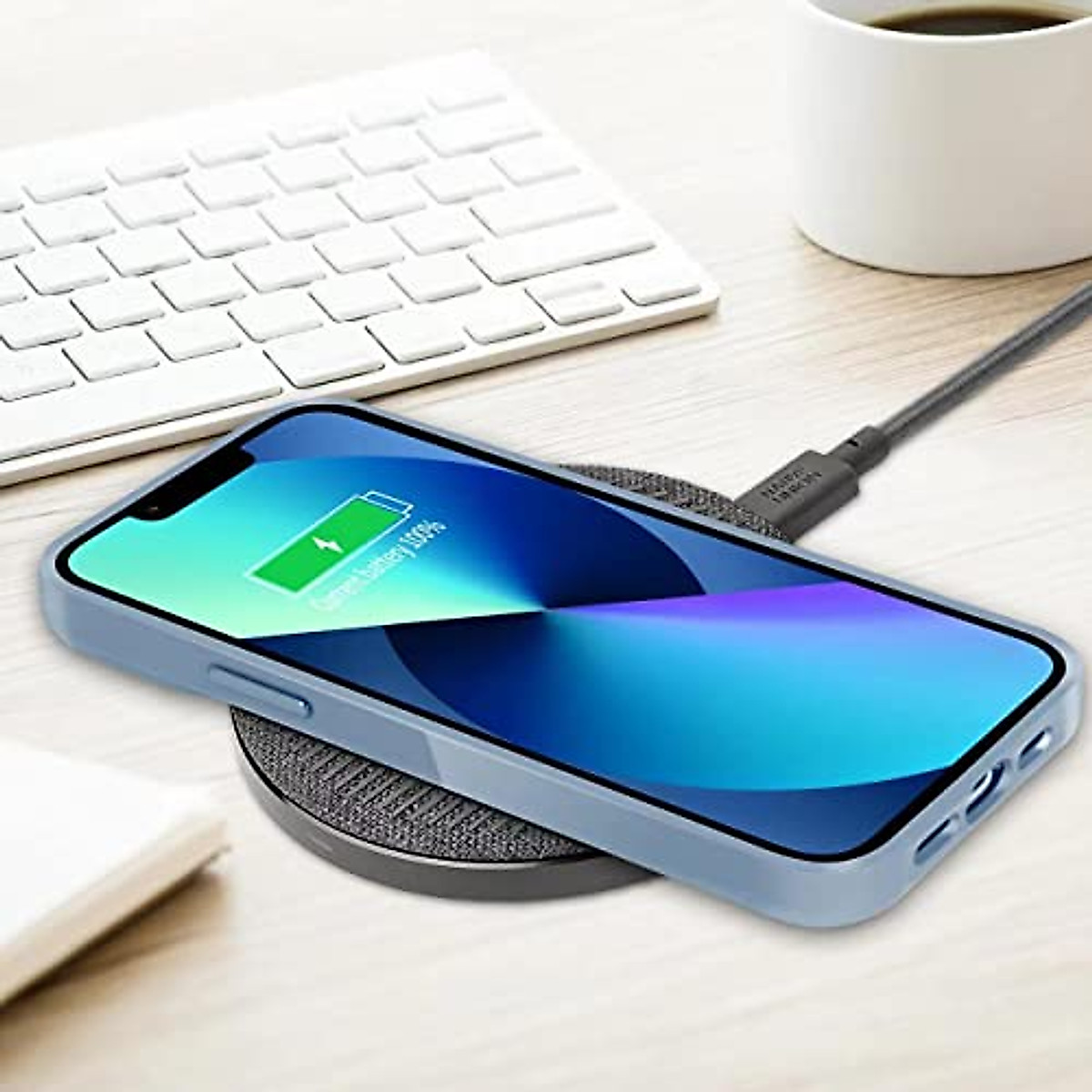 Pilipalanc Crystal Clear Acrylic Phone Case Designed for iPhone 13 Pro Max with Shockproof Bumper Non-Yellowing Anti-Slip Frosted Frame, Blue