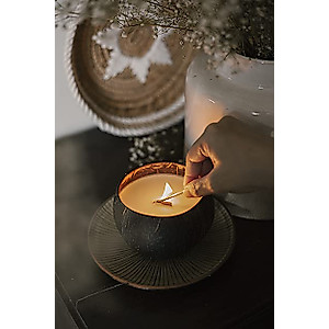 CocoNat, Coconut Bowl Candle for Home Scented Candles, Organic Soy Wax Candle, All Natural Wood Wicked Candle, Aromatherapy Candles, Coco Shell Candle, Eco-Friendly Gift (Coconut)