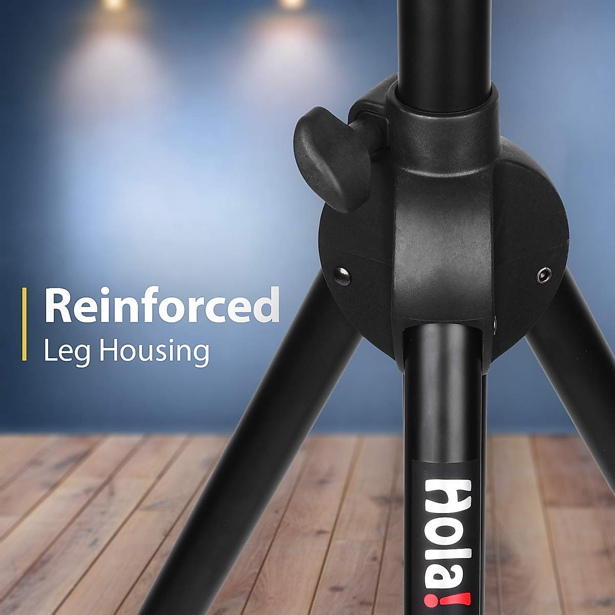 Pair of PA Speaker Stands by Hola! Music, Professional Heavy-Duty Tripod Structure, 4-6ft Adjustable Height, Model HPS-500PA