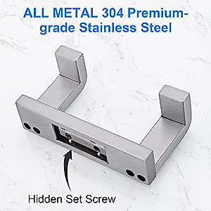Brushed Nickel Bath Double Towel Hook, SUMILIN 304 Stainless Steel Heavy Duty Double Coat Hook for Bathroom Livingroom Kitchen Wall Mounted