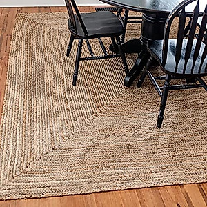 Handwoven Jute Area Rug- Natural Yarn- Rustic Vintage Beige Braided Reversible Rectangular Rugs for Bedroom, Kitchen, Living Room, Farmhouse (4x6 Feet)