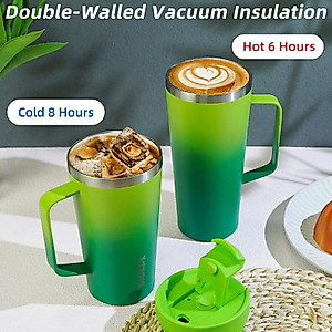 BJPKPK Insulated Tumbler with Handle, 18oz Insulated Tumblers with Lid and Straw, Stainless Steel Metal Water Bottles, Coffee Travel Mugs, Cups, Bamboo Grove