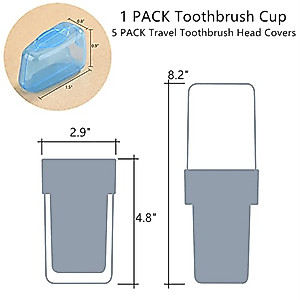 Travel Toothbrush Holder for Bathroom with 5 Toothbrush Head Protective Case, 1pcs White Covered Toothbrush Holders Can be Used as Toothbrush Travel Container for Camping School Business Trip Shower